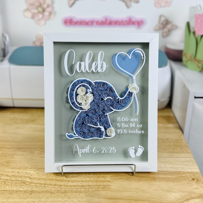 Baby Boy Information Shadow Box, Baby Shadow Box, Gift for New Mom ...