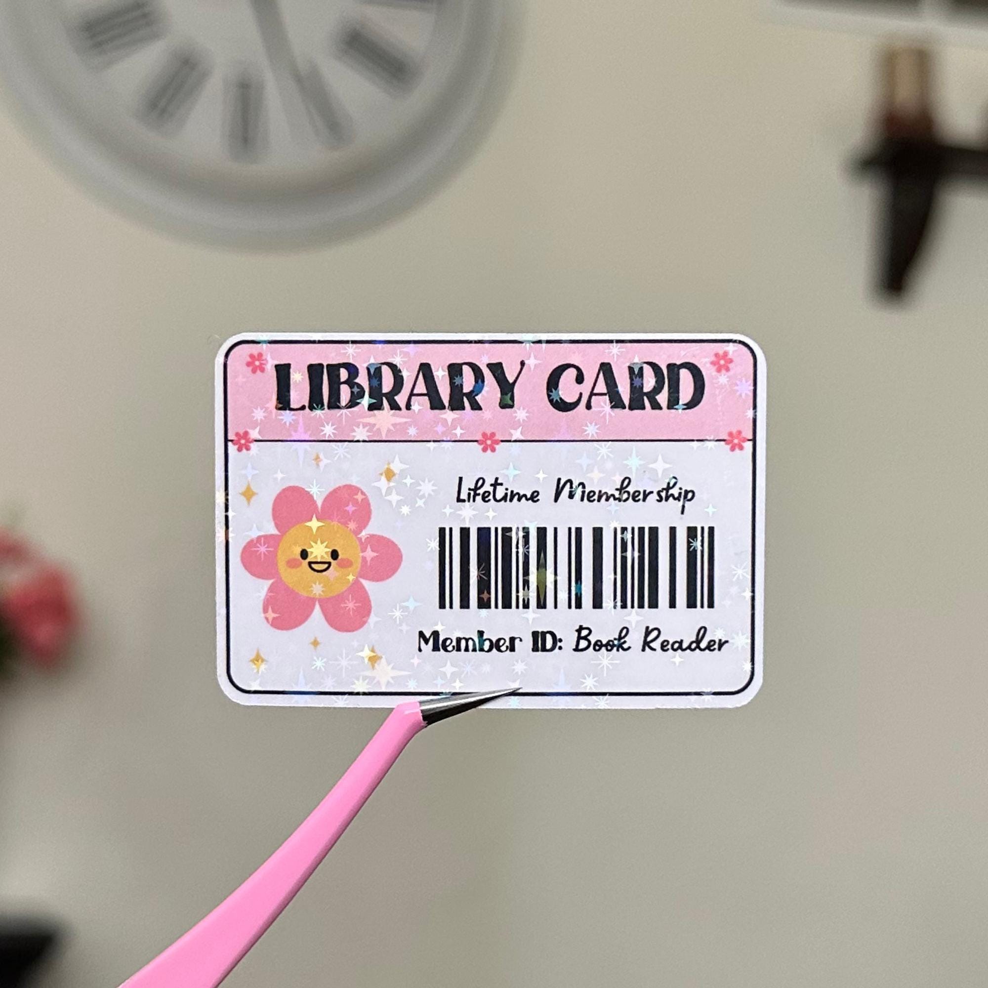 Library Card Holographic Sticker, Lifetime Membership Library Card ...