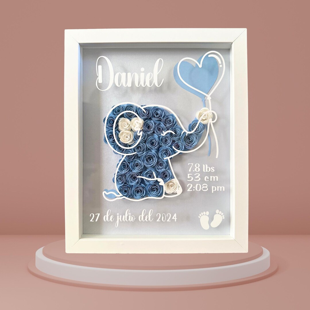 Baby Boy Information Shadow Box, Baby Shadow Box, Gift for New Mom ...