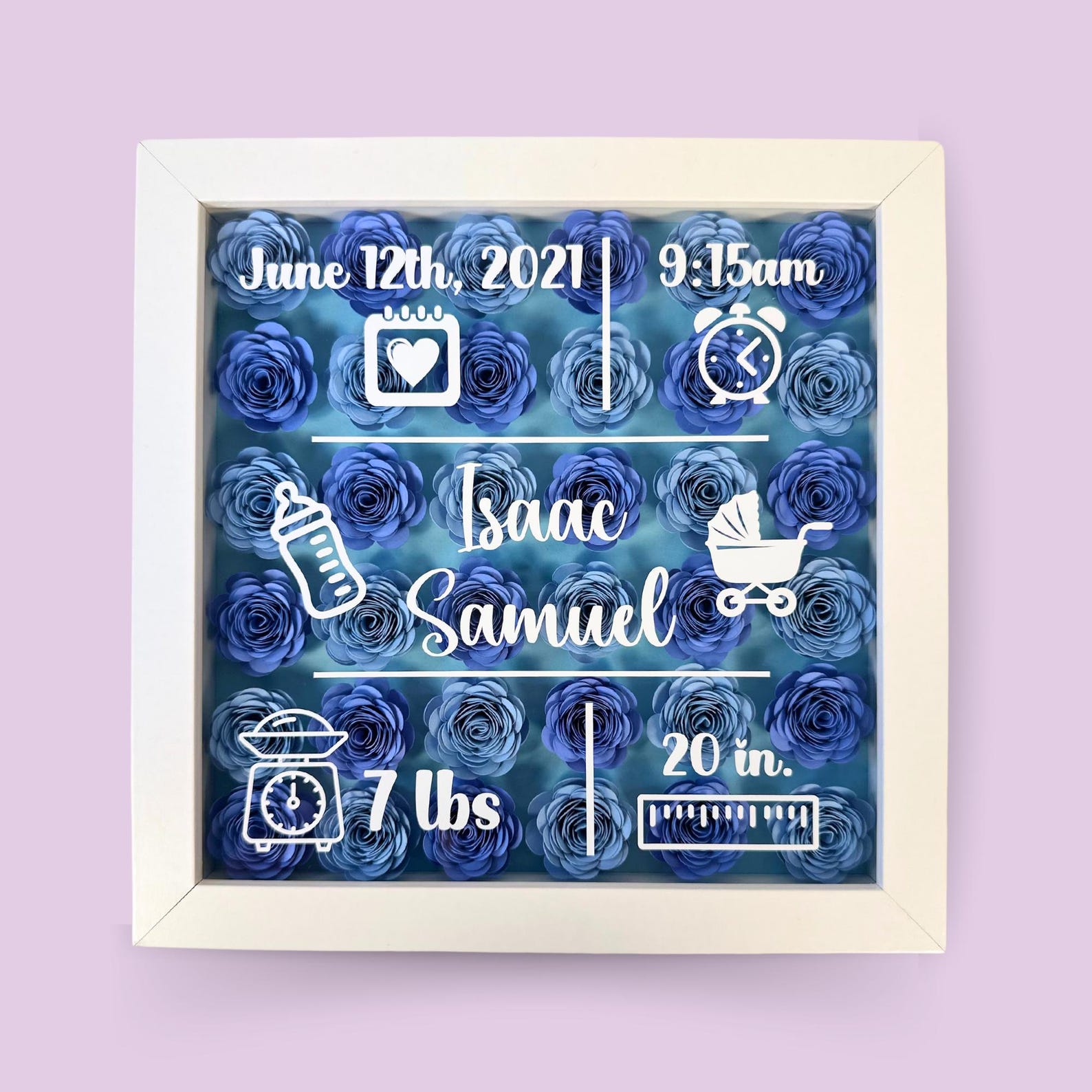 Baby Boy Information Shadow Box, Baby Shadow Box, Gift for New Mom ...