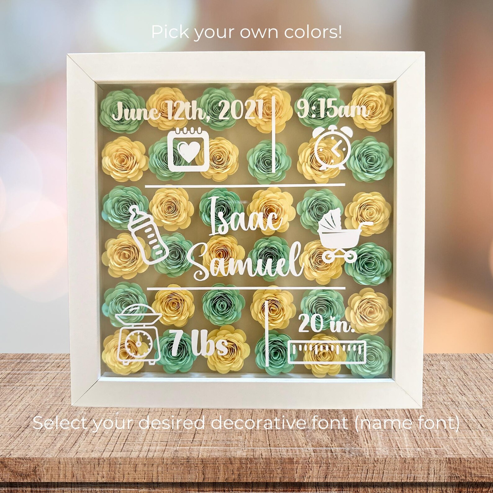 Baby Boy Information Shadow Box, Baby Shadow Box, Gift for New Mom ...