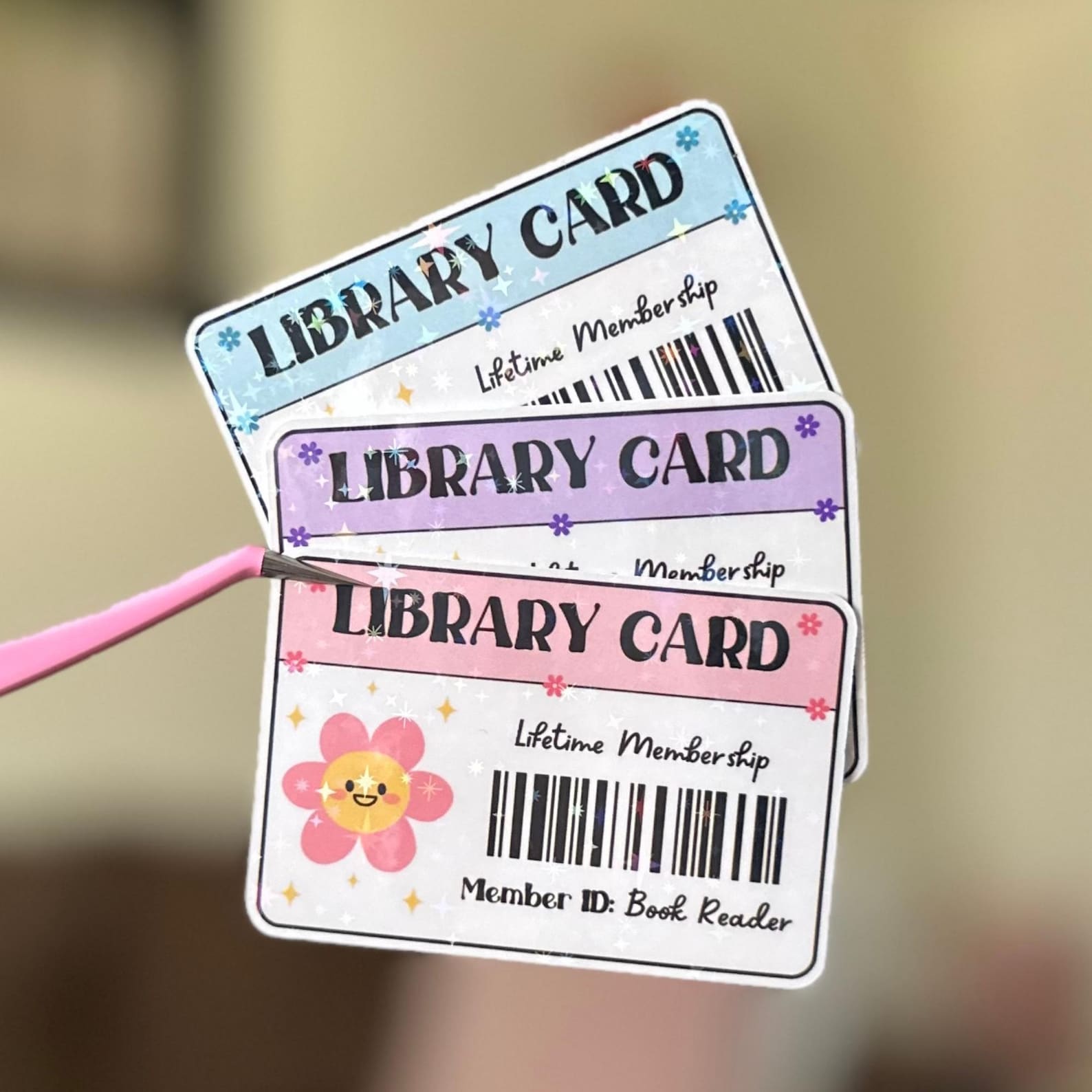 Library Card Holographic Sticker, Lifetime Membership Library Card ...
