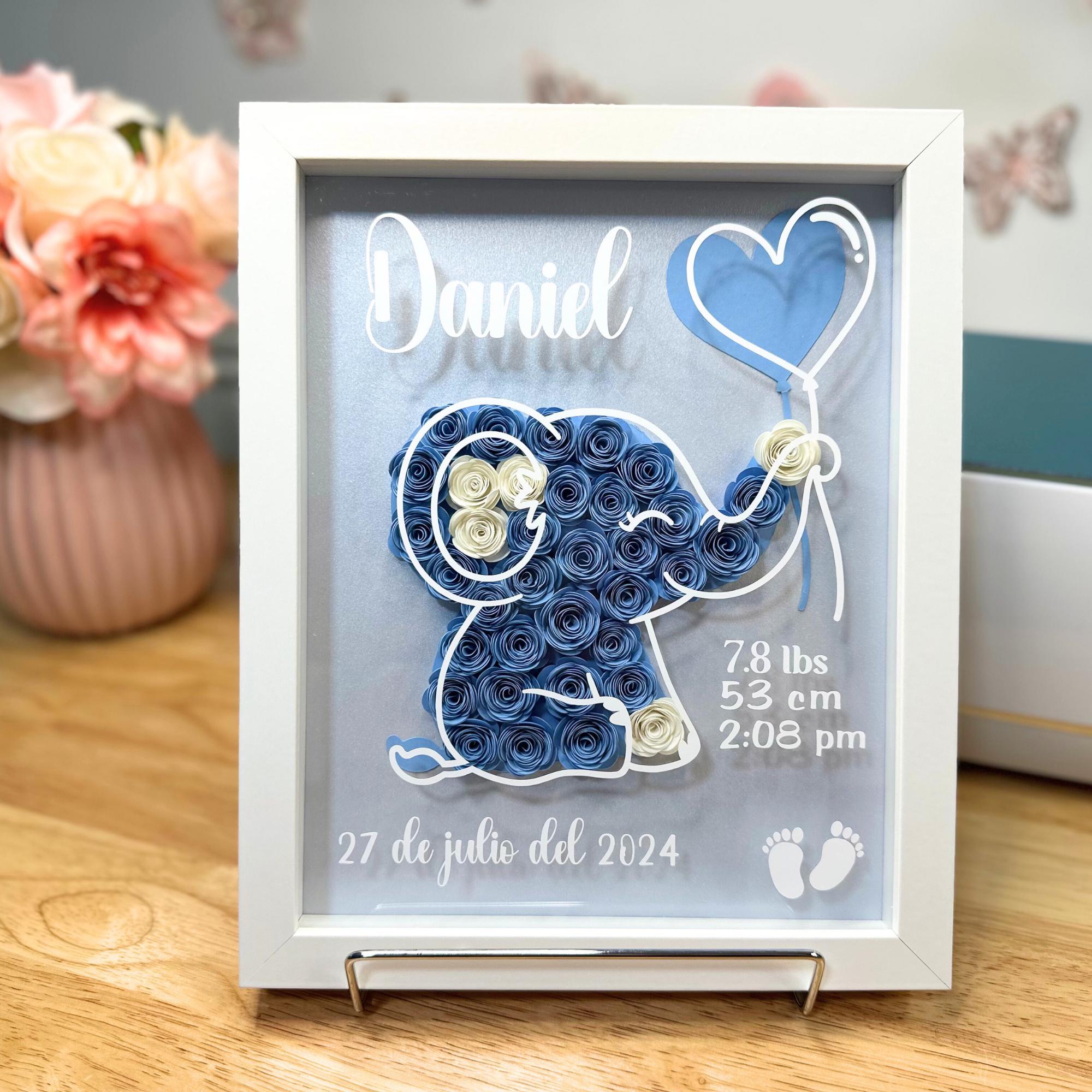 Baby Boy Information Shadow Box, Baby Shadow Box, Gift for New Mom ...