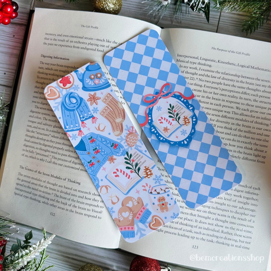 Cozy Winter Bookmark, Holiday Winter Bookmark, Winter Bookish Gift ...