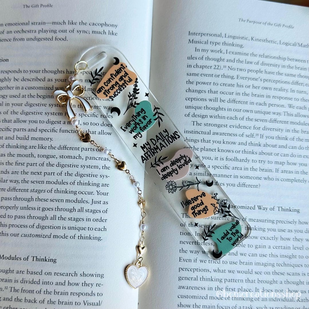 Daily Affirmations Acrylic Bookmark, Self Care Bookmark, Mental Health ...