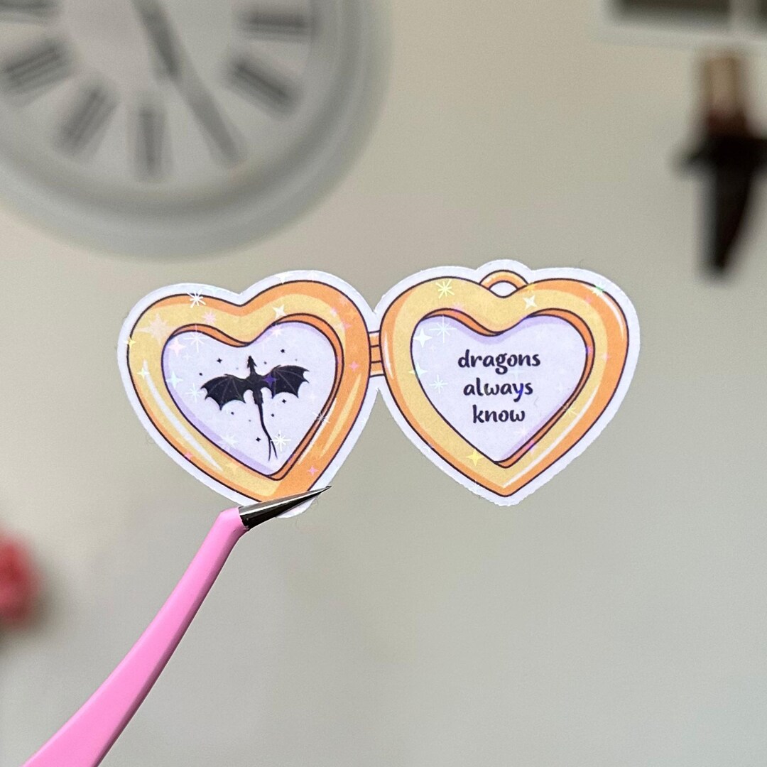 Dragons Always Know Heart Locket Sticker, Romantasy Reader Sticker ...