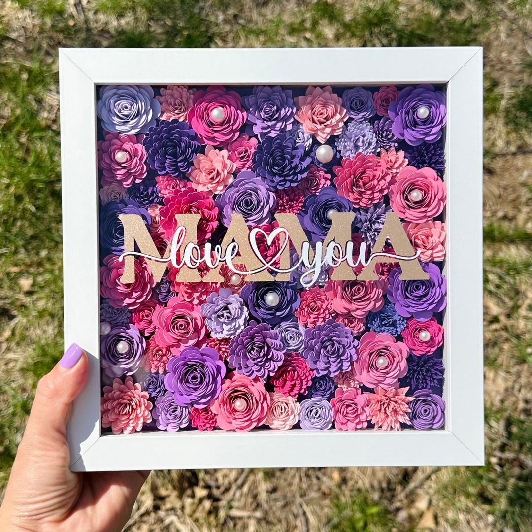 Mama I Love You Floral Shadow Box, Floral Shadow Box for Mom, Grandma ...