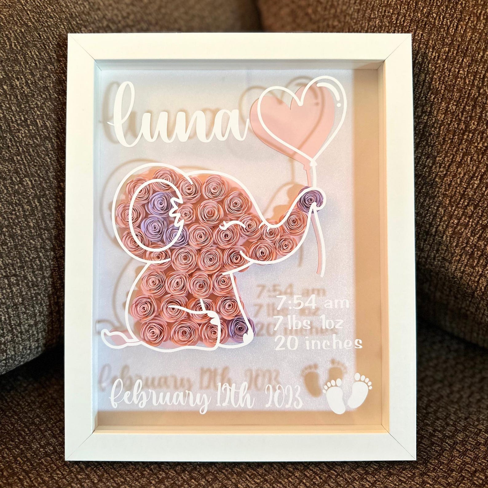 Baby Girl Information Shadow Box, Baby Shadow Box, Gift for New Mom ...