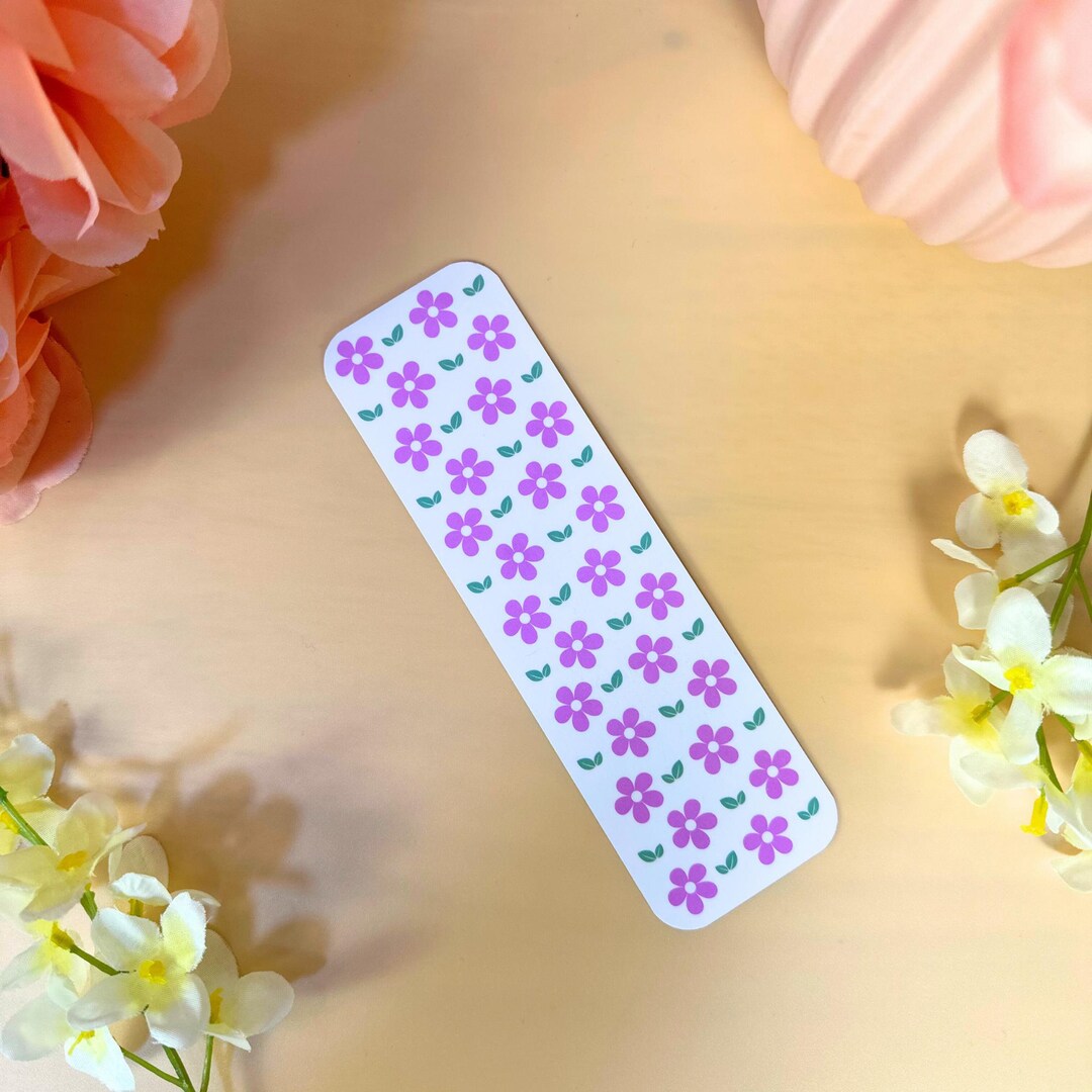 Purple Flower Bookmark, Laminated Bookmark, Flower Bookmark, Book Lover ...