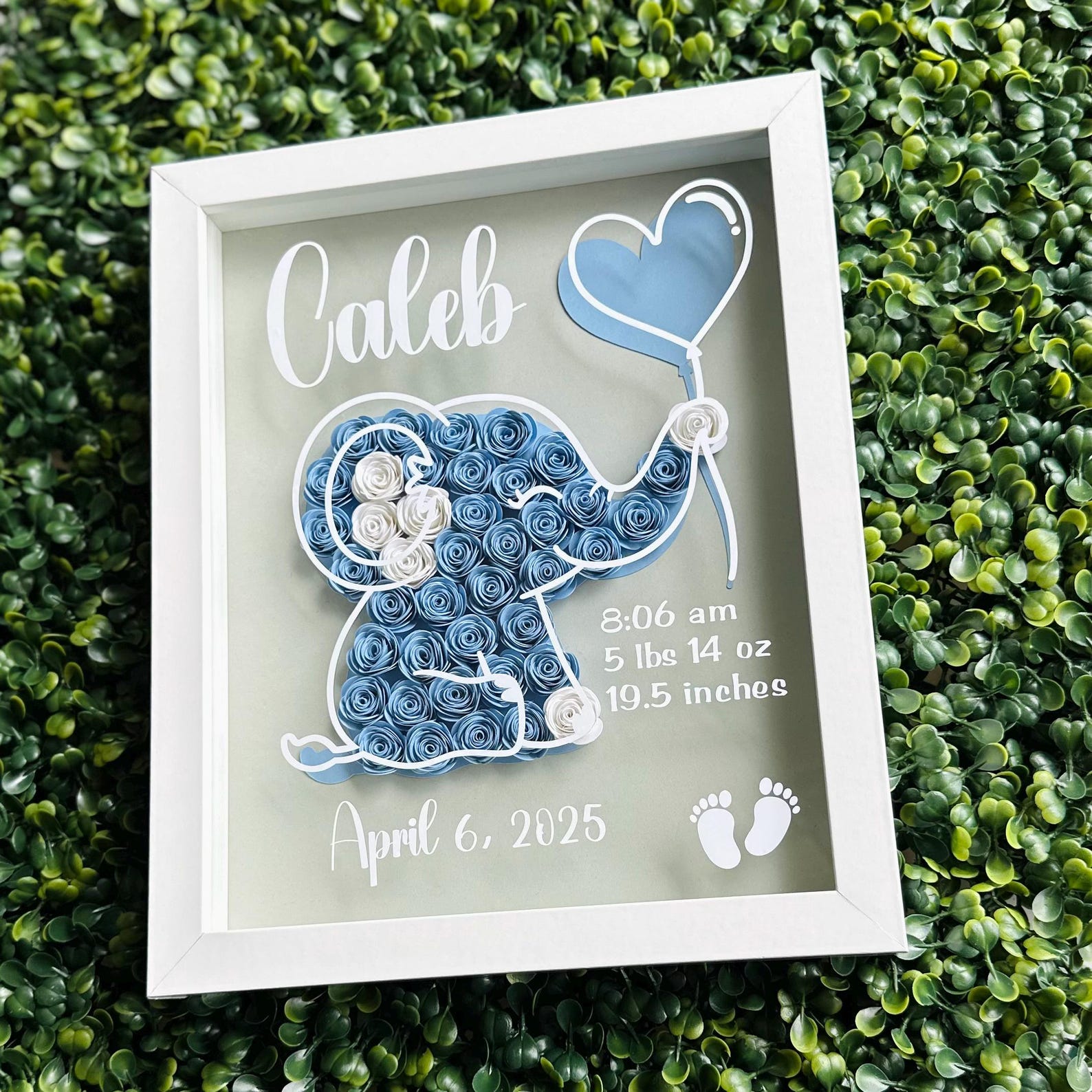 Baby Boy Information Shadow Box, Baby Shadow Box, Gift for New Mom ...