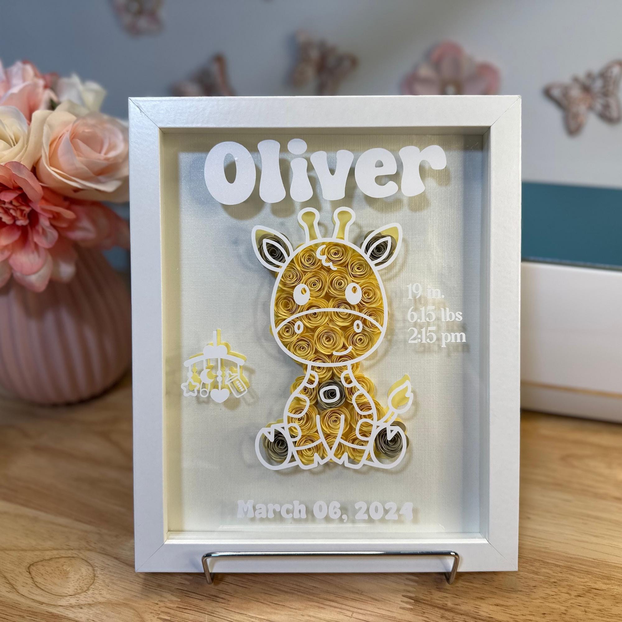 Baby Boy Information Shadow Box, Baby Shadow Box, Gift for New Mom ...