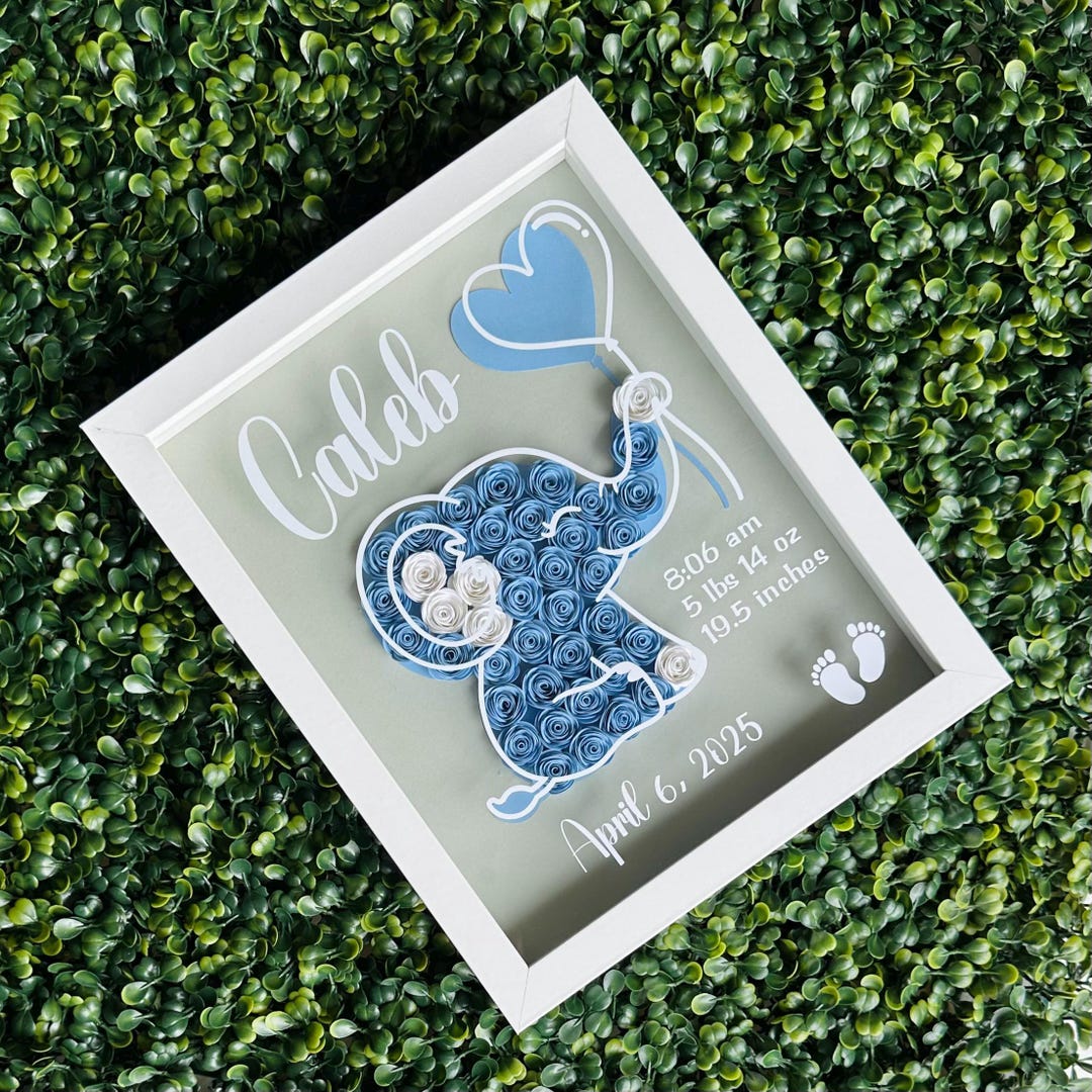 Baby Boy Information Shadow Box, Baby Shadow Box, Gift for New Mom ...