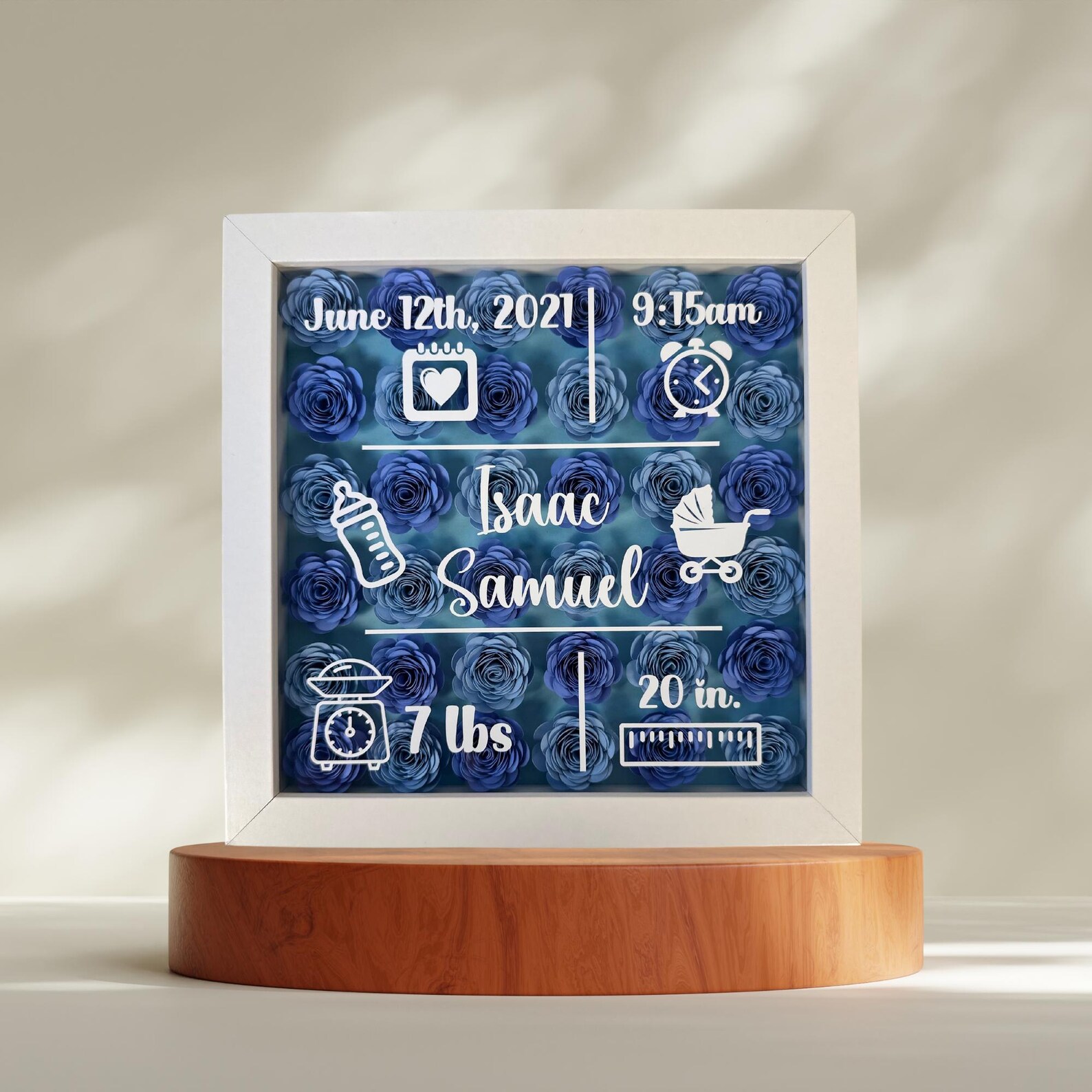 Baby Boy Information Shadow Box, Baby Shadow Box, Gift for New Mom ...