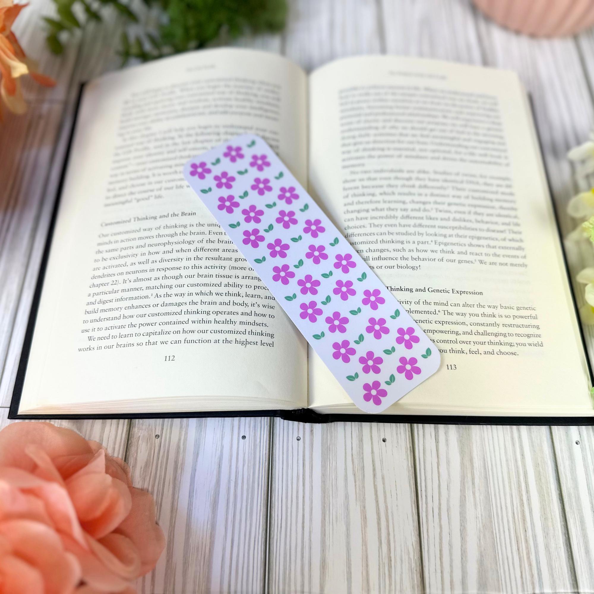 Purple Flower Bookmark, Laminated Bookmark, Flower Bookmark, Book Lover ...