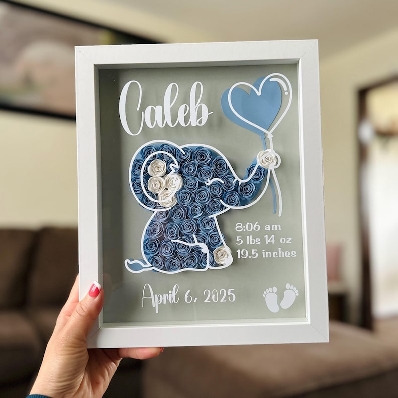 Baby Boy Information Shadow Box, Baby Shadow Box, Gift for New Mom ...