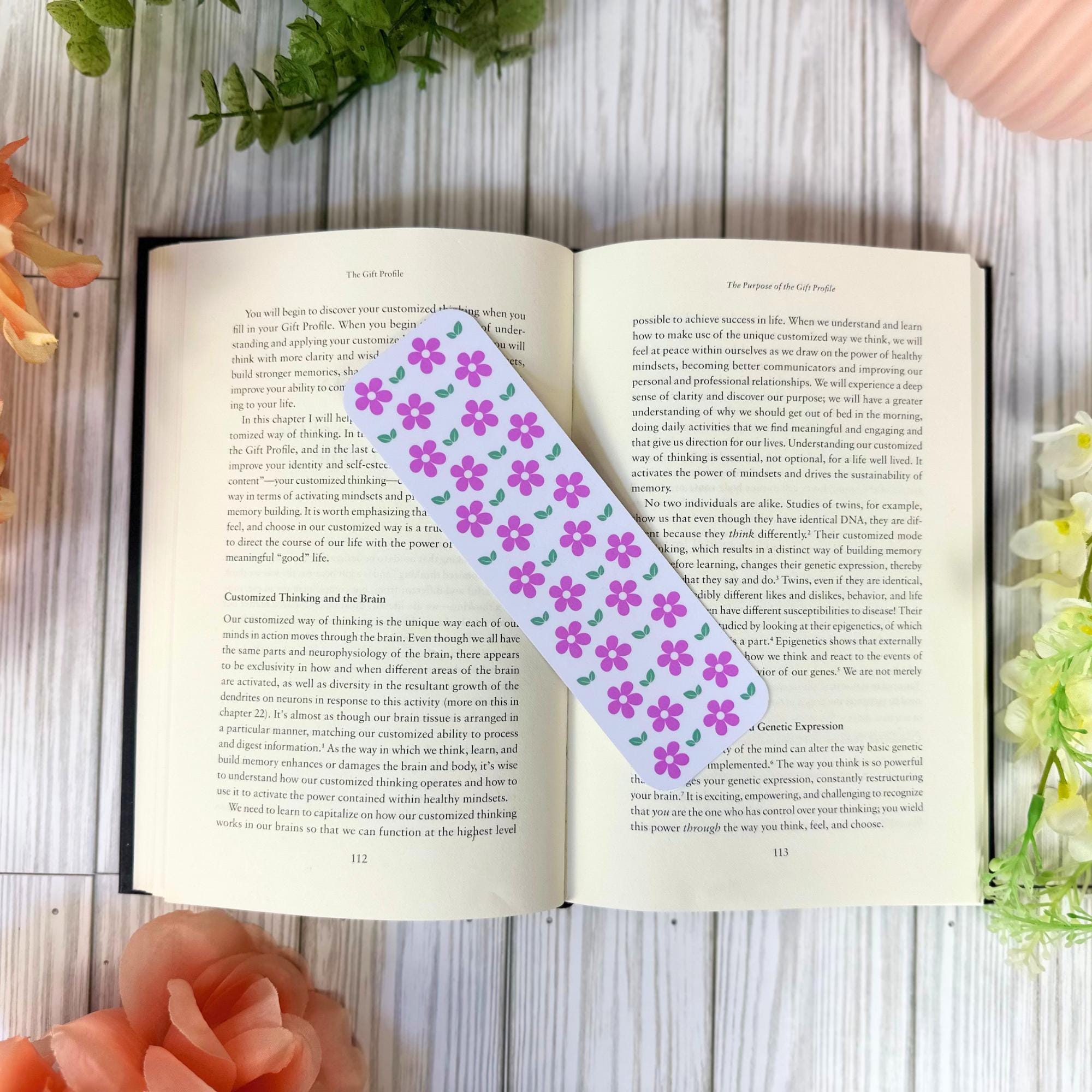 Purple Flower Bookmark, Laminated Bookmark, Flower Bookmark, Book Lover ...