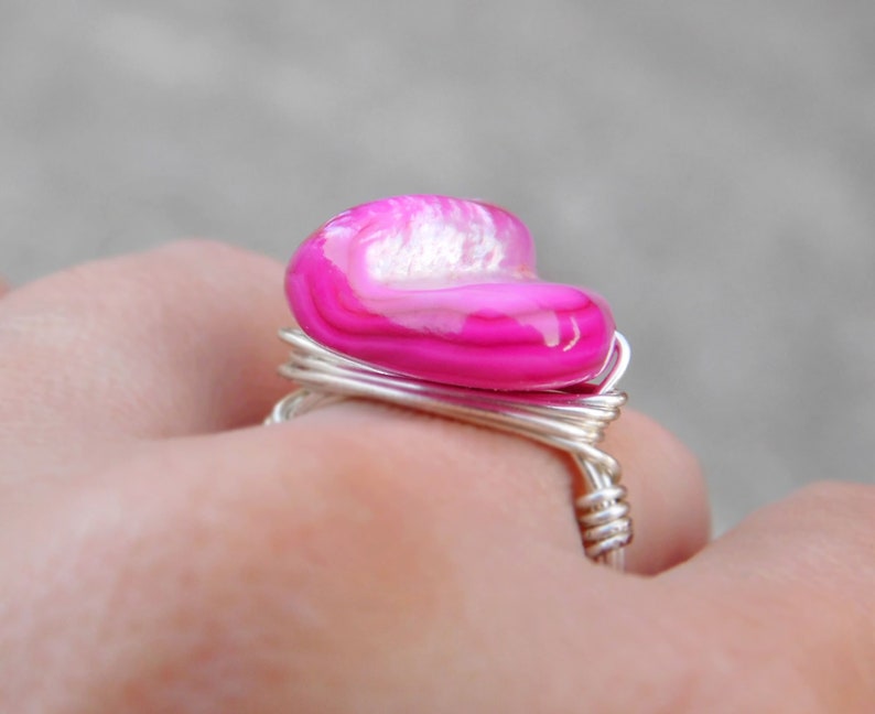Hot Pink Shell Ring. Rare Shell Ring Fuchsia Shell Jewelry - Etsy