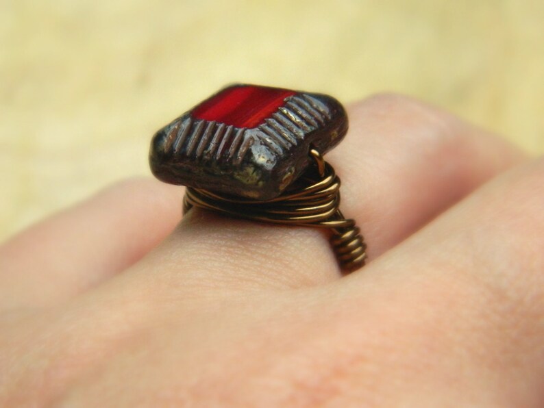 Dark Red Ring. Elegant Red Handmade Ring. Jewelry Rings, Cocktail Rings ...