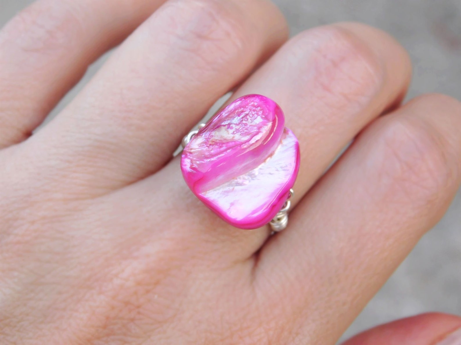 Hot Pink Shell Ring. Rare Shell Ring Fuchsia Shell Jewelry - Etsy