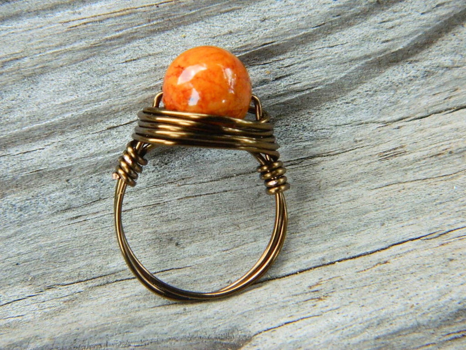 Riverstone Brown Ring Jewelry Rings Size 7.5 Orange Ring - Etsy