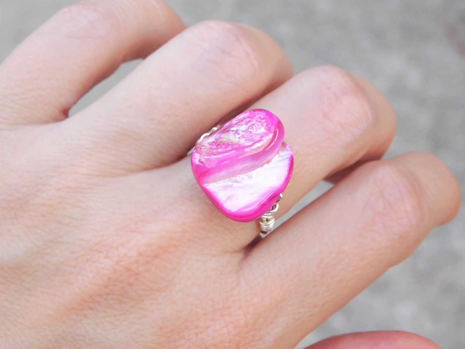 Hot Pink Shell Ring. Rare Shell Ring Fuchsia Shell Jewelry - Etsy