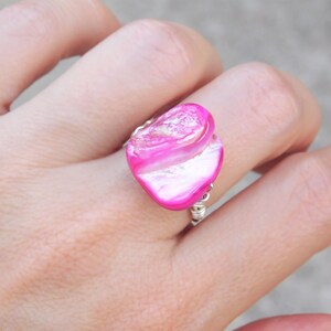 Hot Pink Shell Ring. Rare Shell Ring, Fuchsia Shell Jewelry Rings ...