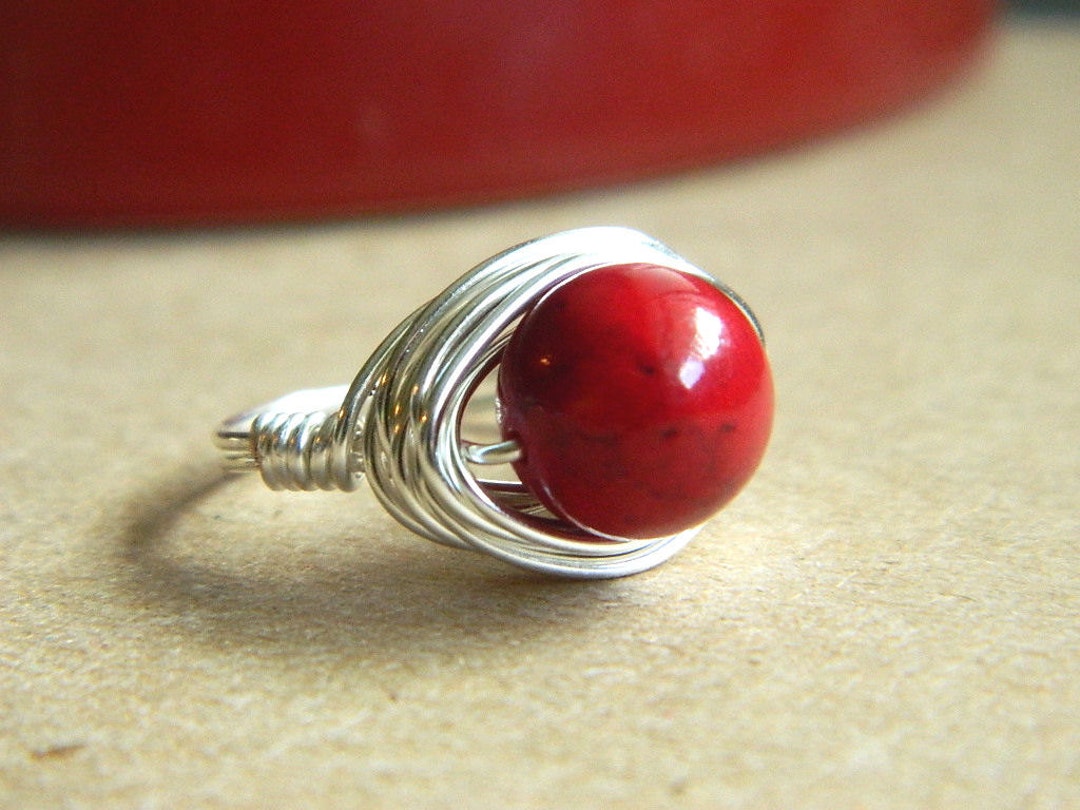 Red Stone Ring, Riverstone Ring, Red Ring, Hot Red Rings, Cocktail ...