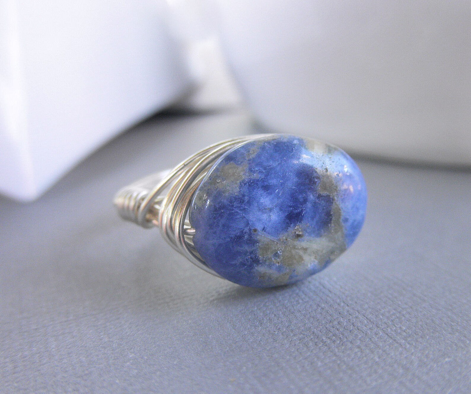 Sodalite Ring. Gemstone Sodalite Blue Handmade Ring. Oval Blue Handmade ...