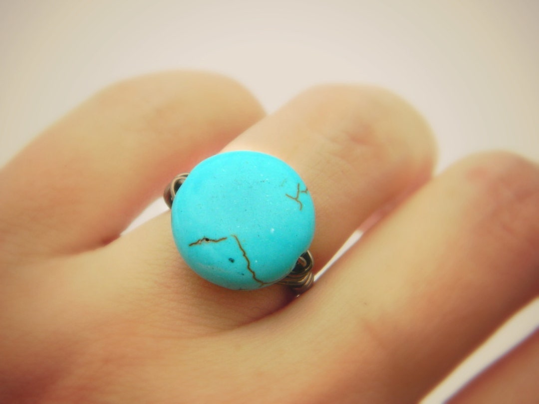 Turquoise Ring. Size 5.25 - Blue, Aqua, Ocean, Sea, Brown, Bronce, Dark ...