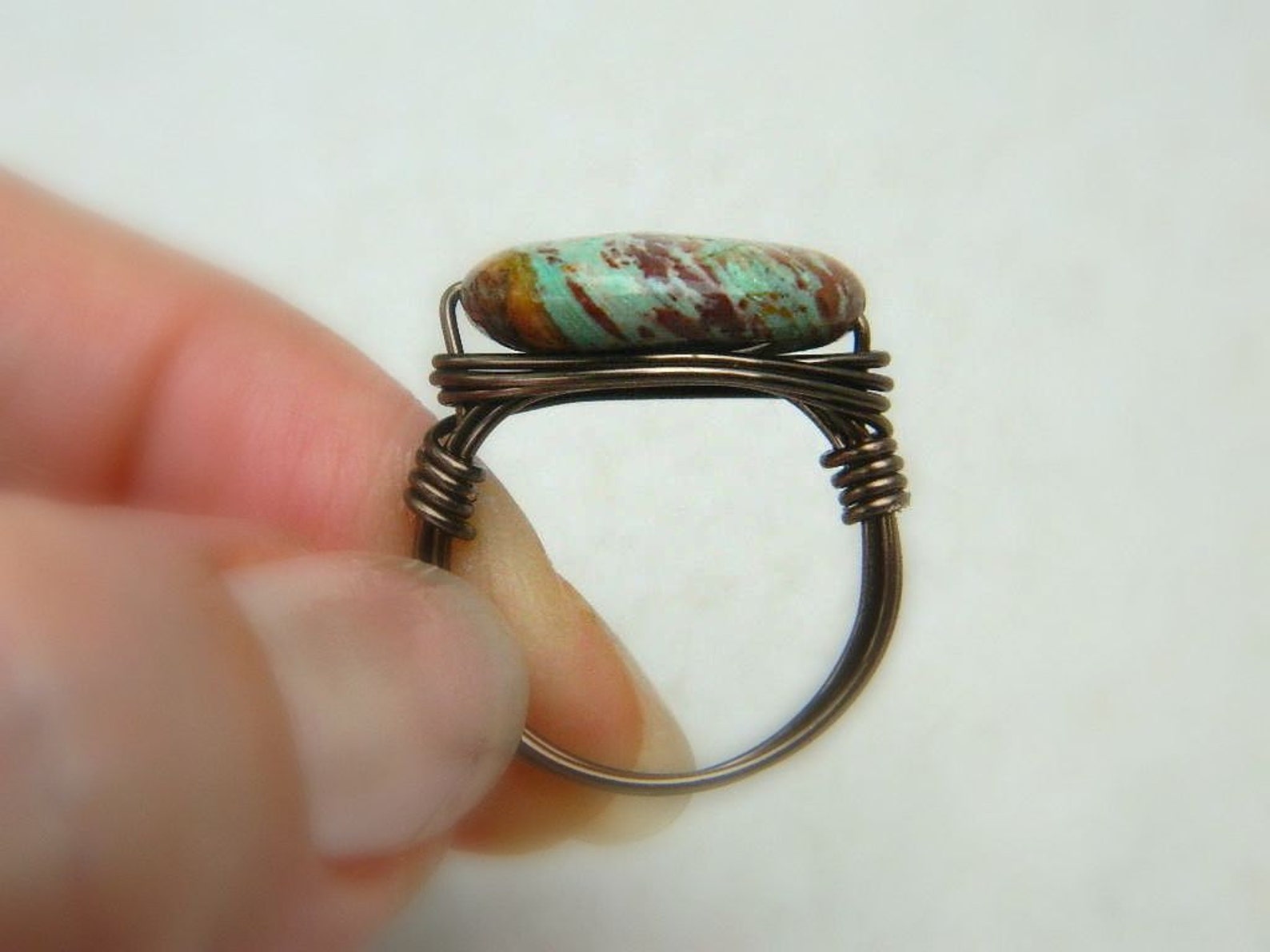Jasper Stone Handmade Ring. Turquoise Calsilica Jasper Ring. - Etsy