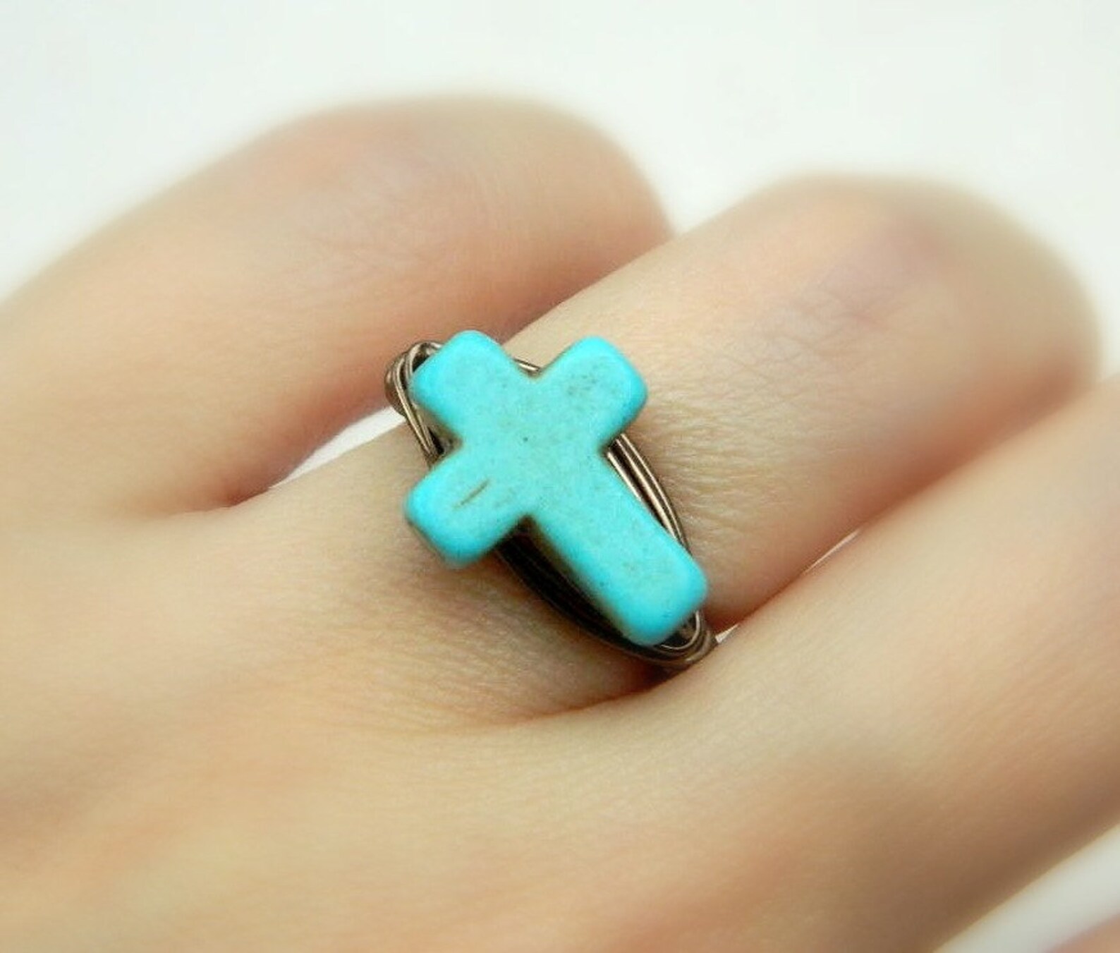 Cross Blue Turquoise Handmade Ring. Size 6 -turquoise Ring- Blue Aqua ...