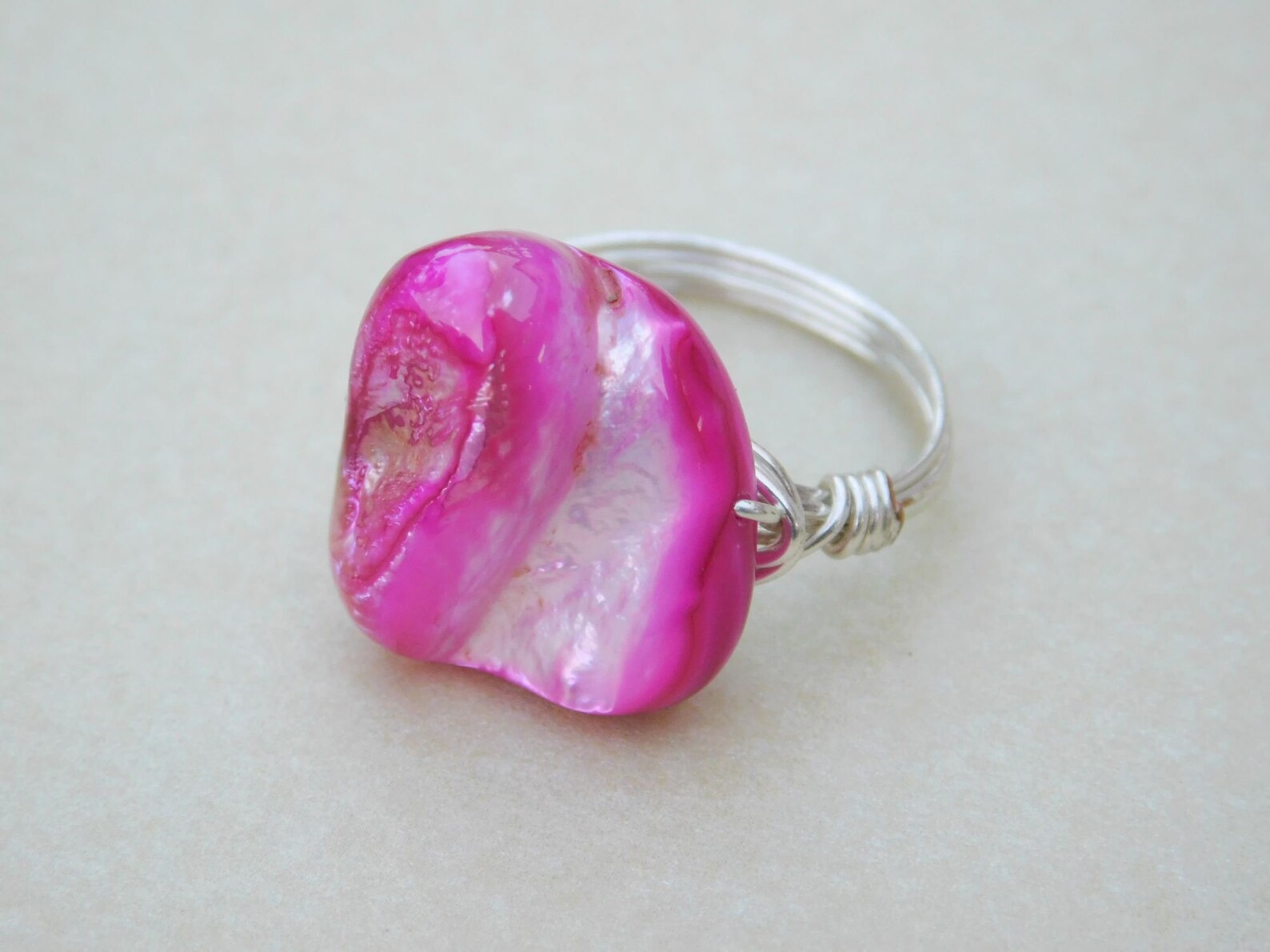 Hot Pink Shell Ring. Rare Shell Ring Fuchsia Shell Jewelry - Etsy