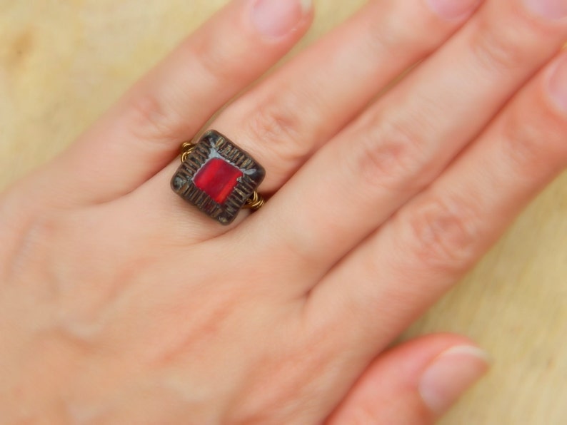 Dark Red Ring. Elegant Red Handmade Ring. Jewelry Rings - Etsy