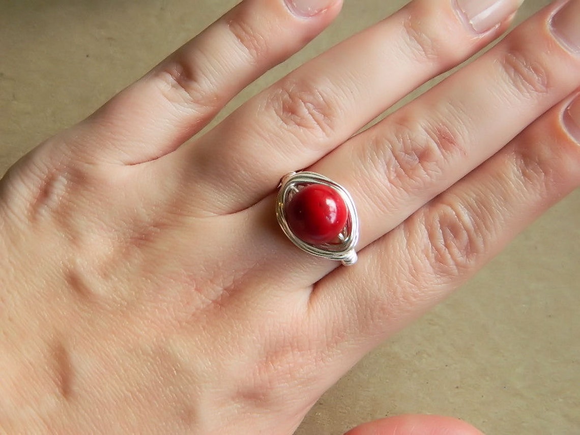 Red Stone Ring, Riverstone Ring, Red Ring, Hot Red Rings, Cocktail ...