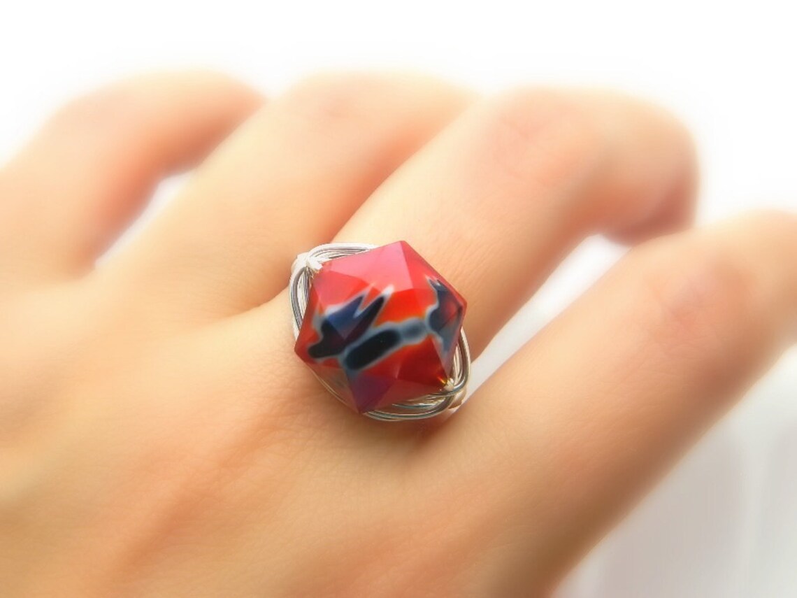 Red and Black RING to Order Red Black White Unique - Etsy