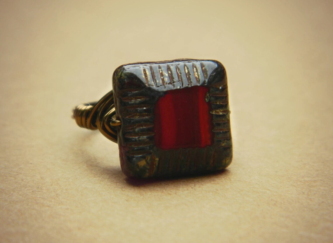 Dark Red Ring. Elegant Red Handmade Ring. Jewelry Rings - Etsy