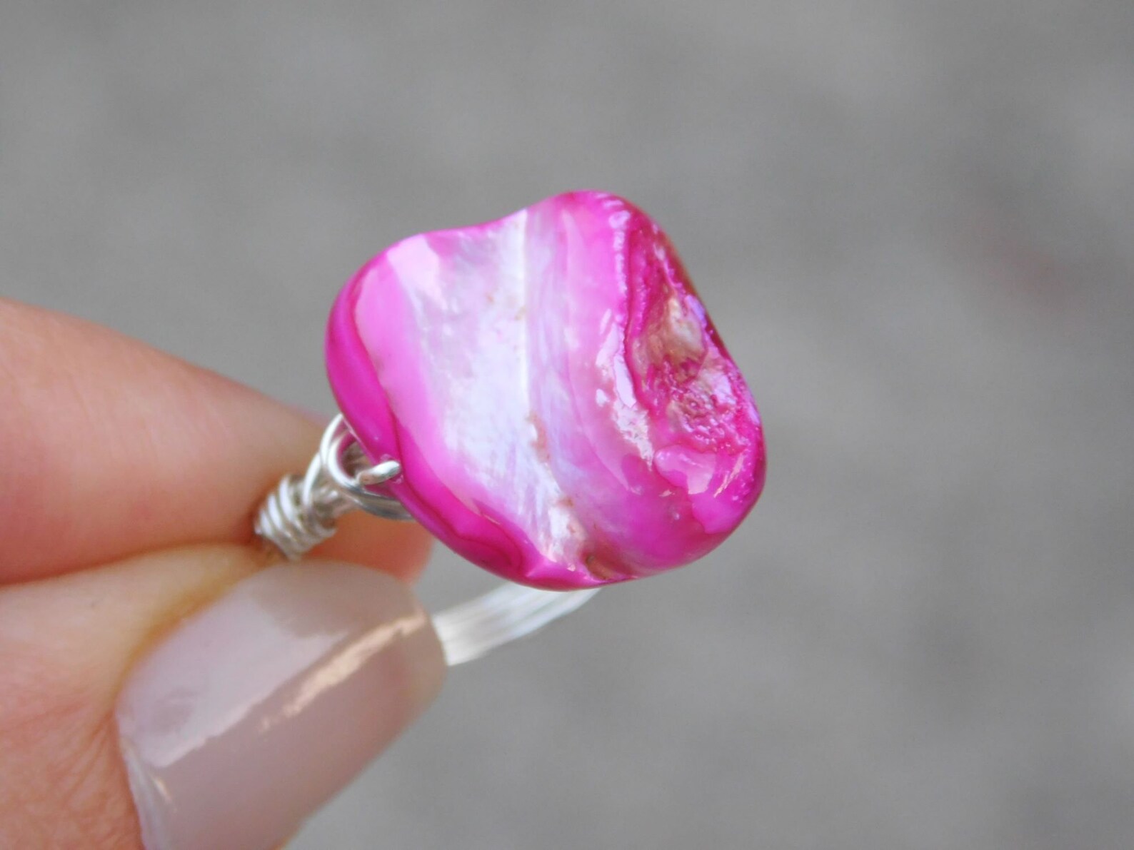 Hot Pink Shell Ring. Rare Shell Ring Fuchsia Shell Jewelry - Etsy