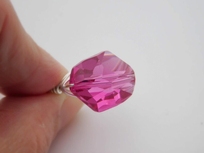 Fuchsia Swarovski Crystal Ring. Hot Pink Ring. Swarovski - Etsy