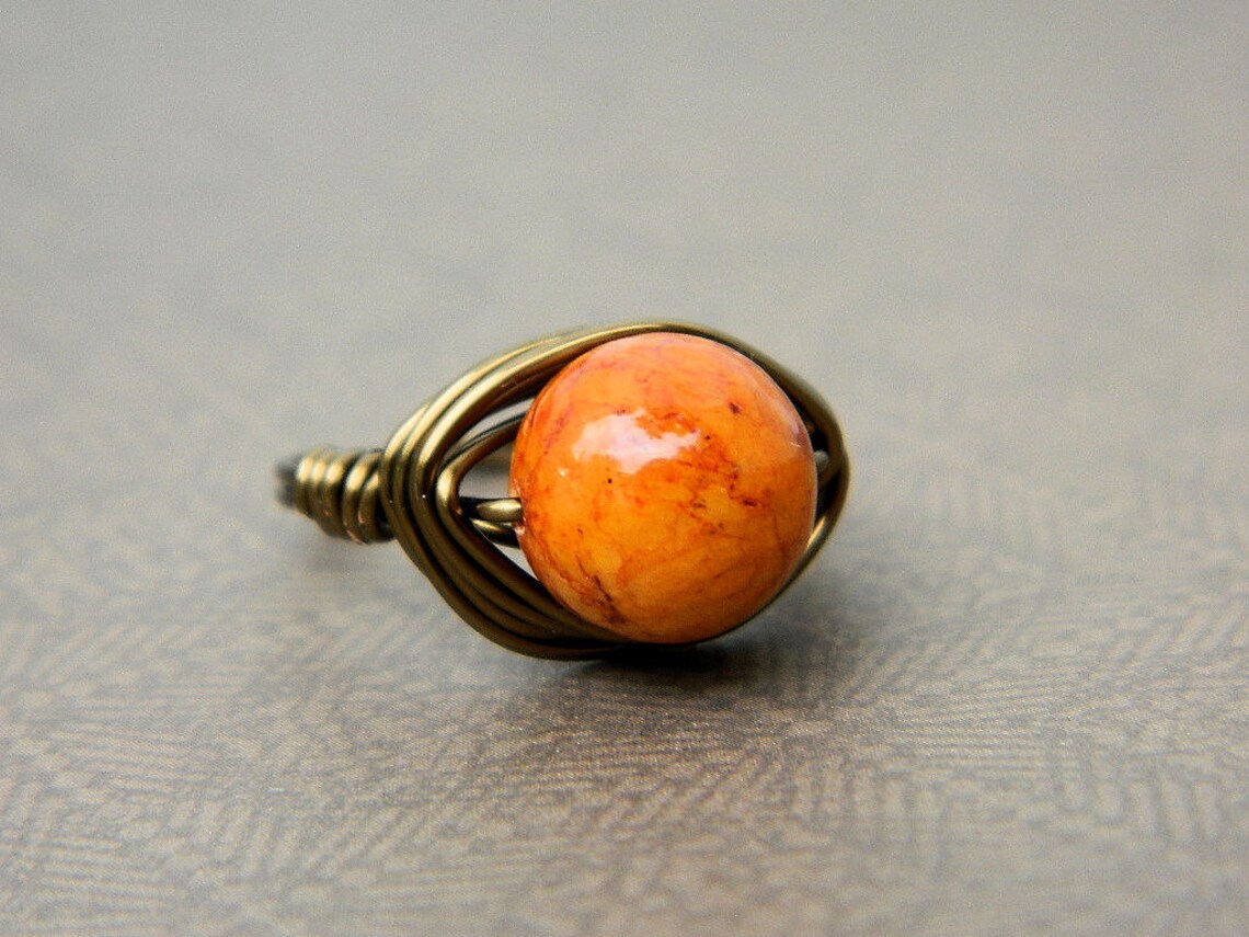 Riverstone Brown Ring Jewelry Rings Size 7.5 Orange Ring - Etsy