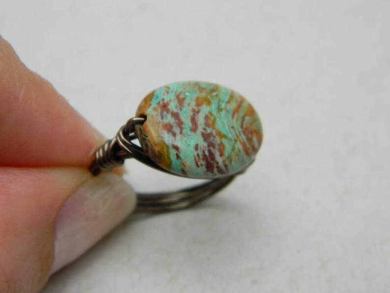 Jasper Stone Handmade Ring. Turquoise Calsilica Jasper Ring. Green Ring ...