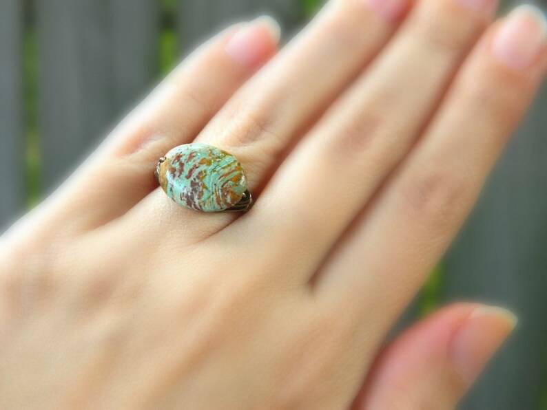 Jasper Stone Handmade Ring. Turquoise Calsilica Jasper Ring. - Etsy
