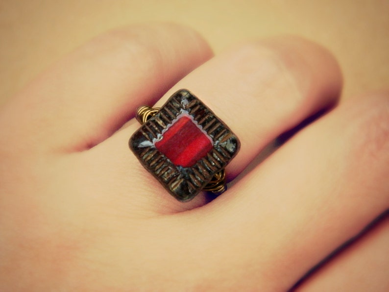 Dark Red Ring. Elegant Red Handmade Ring. Jewelry Rings - Etsy