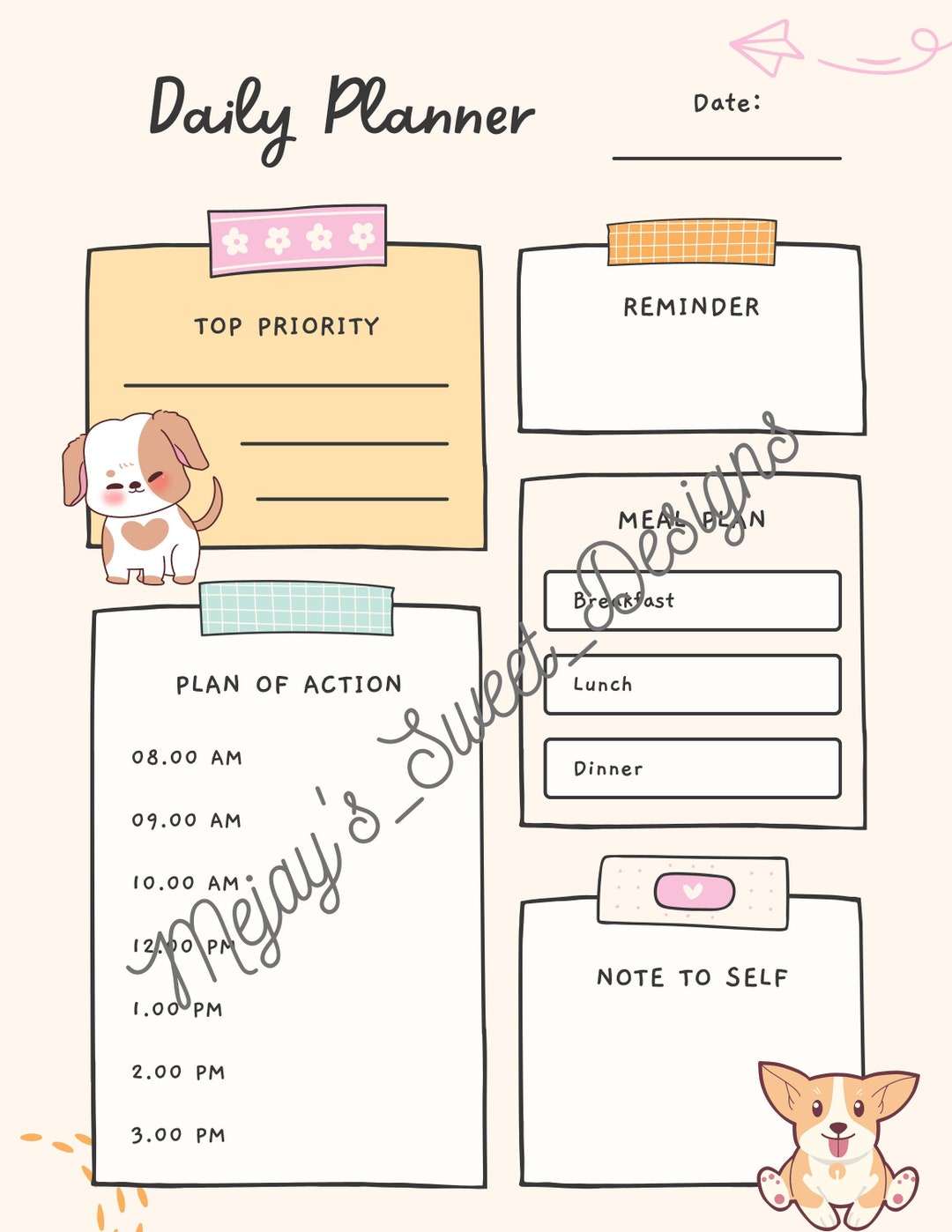 Printable Doggie Daily Planner - Etsy