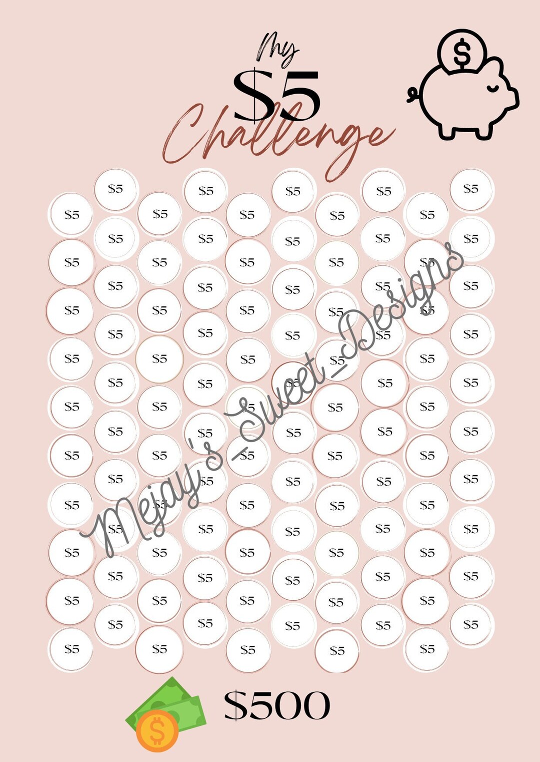 Five Dollar Savings Challenge - Etsy