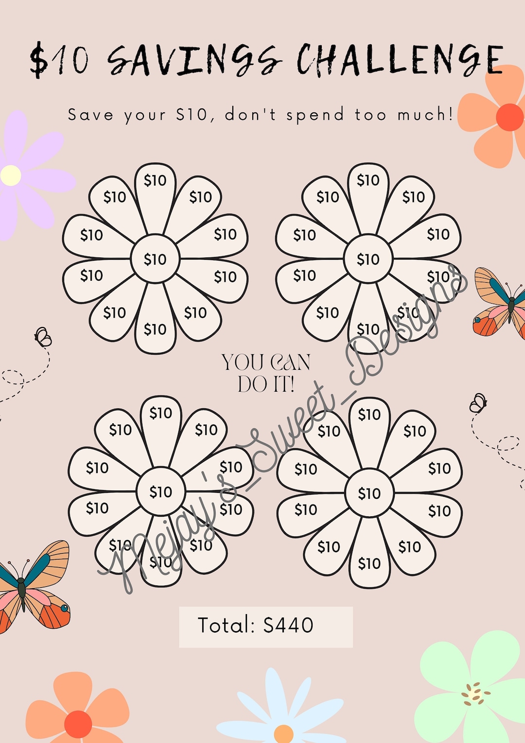 Ten Dollar Savings Challenge - Etsy