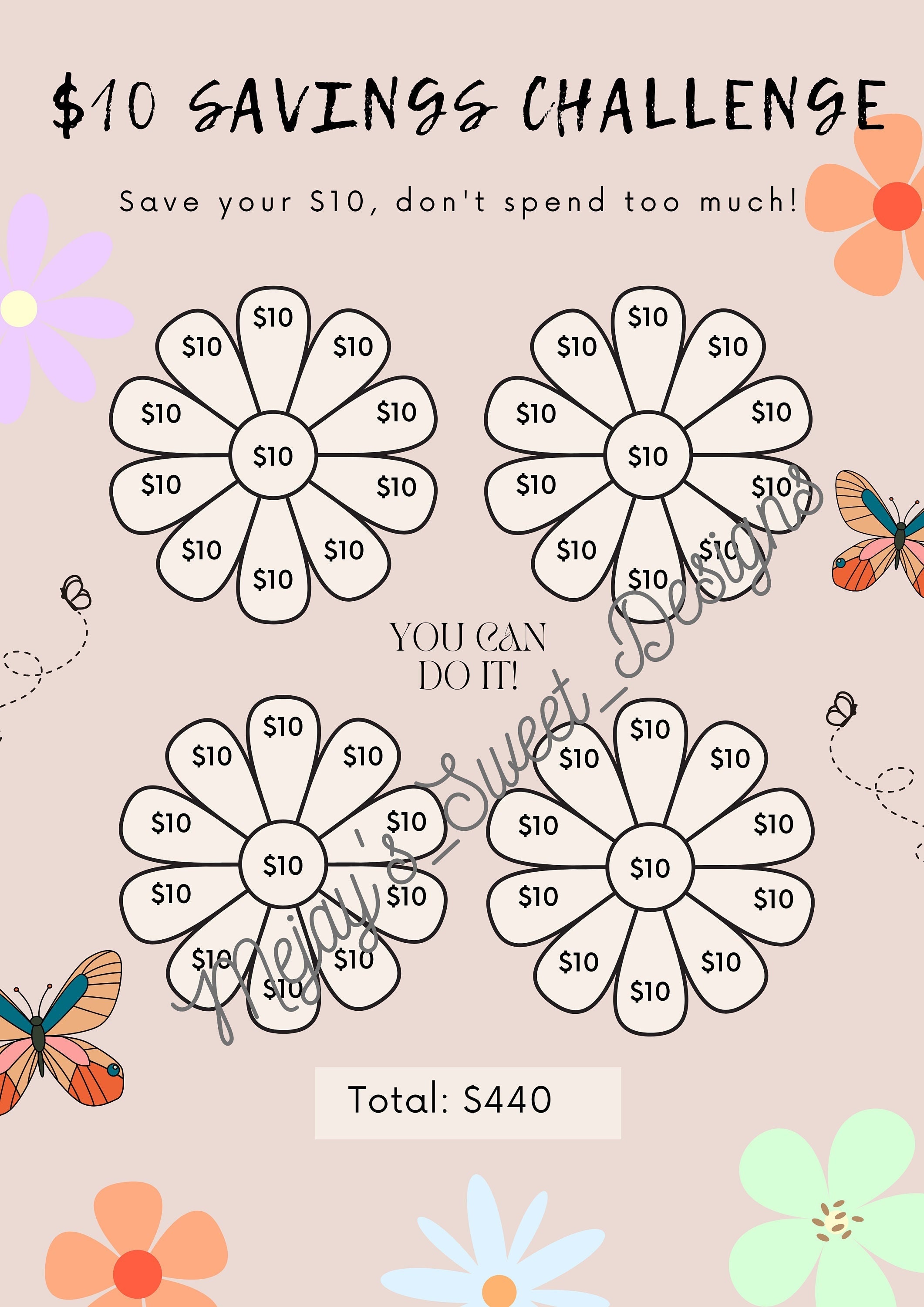 Ten Dollar Savings Challenge - Etsy