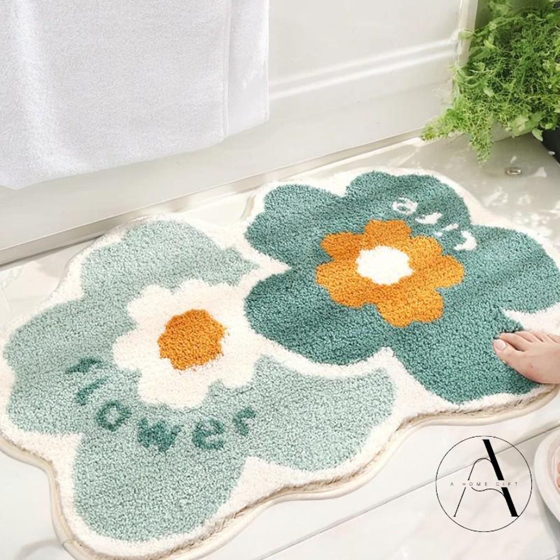 Floral Non-slip Bath Rugs, Soft Polyester Bathroom Mat, Absorbent and ...