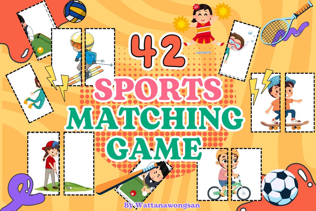 42 PCS Sport Matching Game Cards for Kids - Etsy