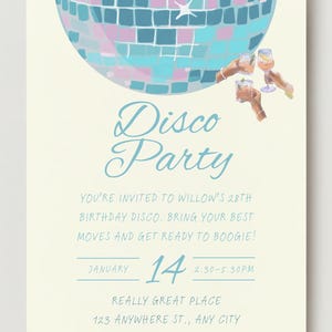 Retro Themed Disco Party Theme Birthday Invite - Etsy
