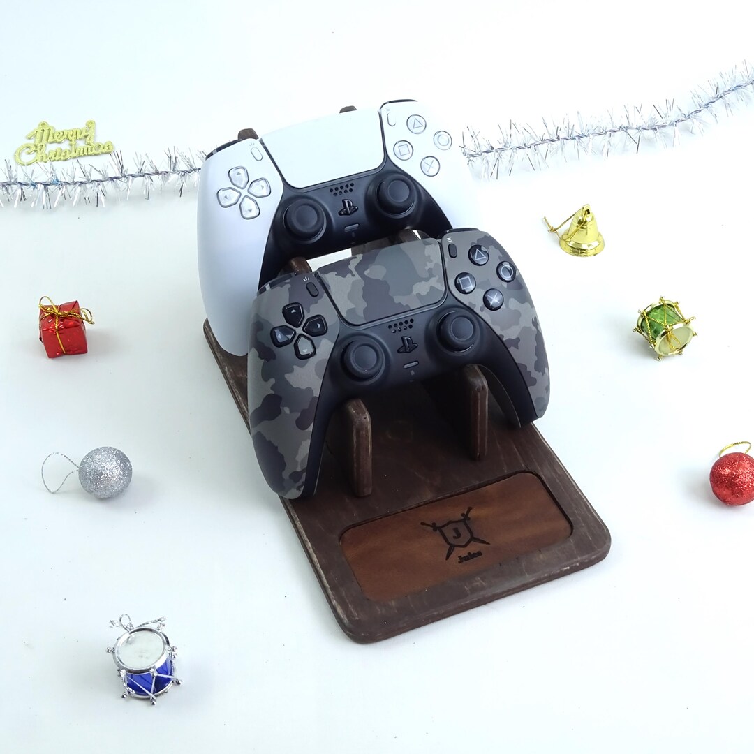 Personalized Gaming Controller Stand: Handmade Wood & Leather Charging ...